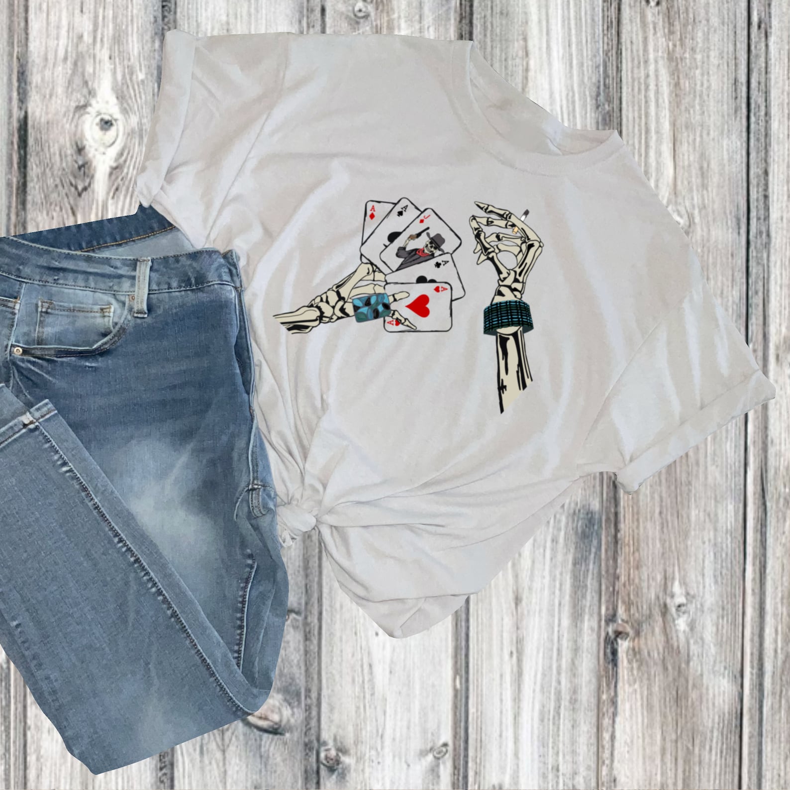 Ace Card Cowboy T-shirt, Playing Card, Poker Card Games Shirt, Skeleton ...