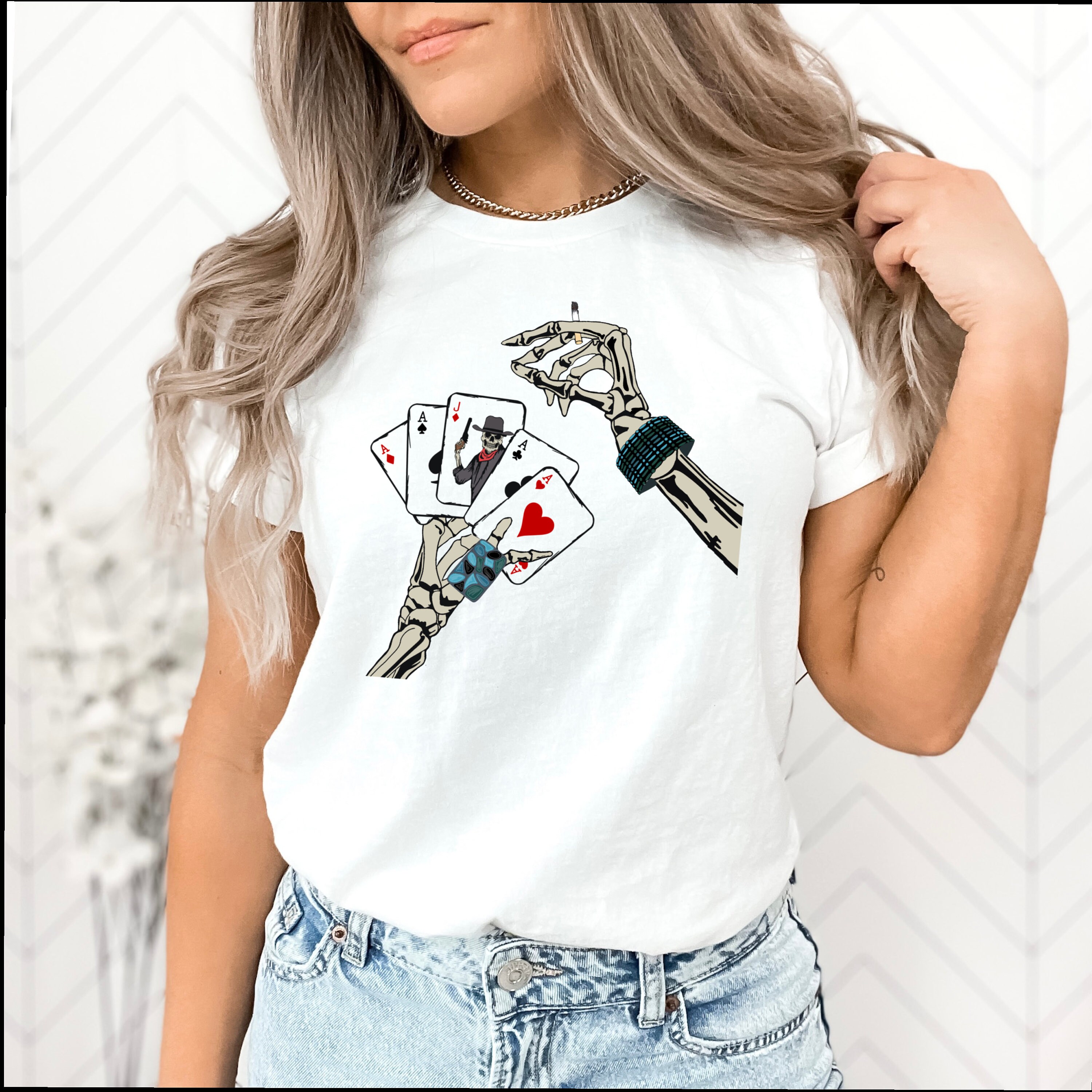 Ace Card Cowboy T-shirt, Playing Card, Poker Card Games Shirt, Skeleton ...