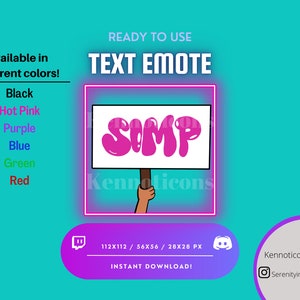 Ready to Use Twitch Emote Simp Sign Emotes pink Discord - Etsy