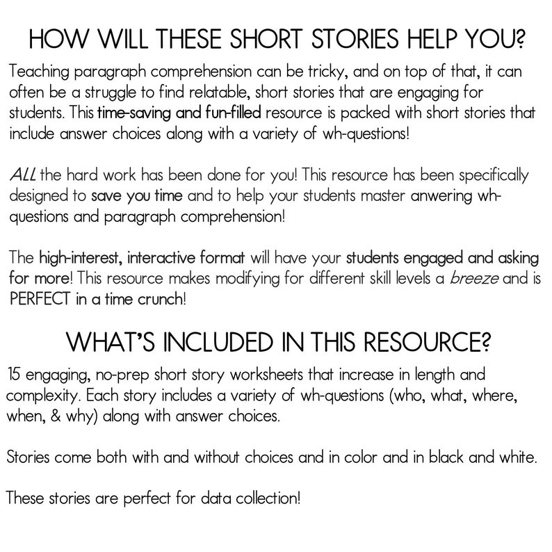 Real Photos Reading Comprehension Passages and Wh Questions - Etsy