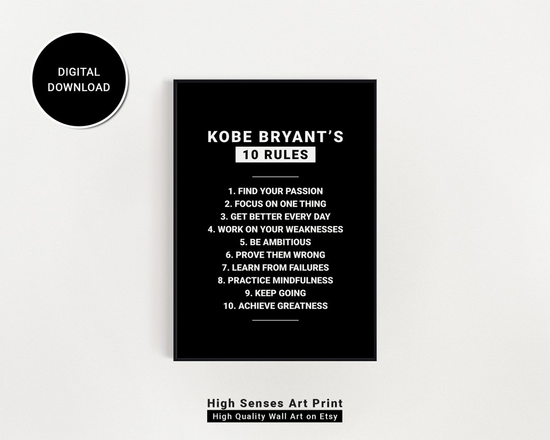 Kobe Bryant Motivational Wall Art Quote Prints Motivational - Etsy