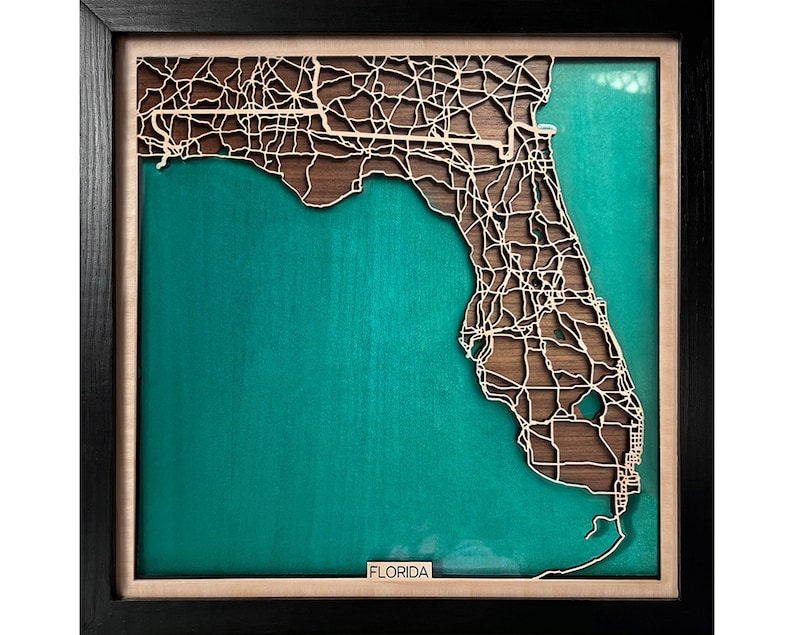 Wooden Map of Florida Unique Custom Gift Handmade FREE Personalization ...