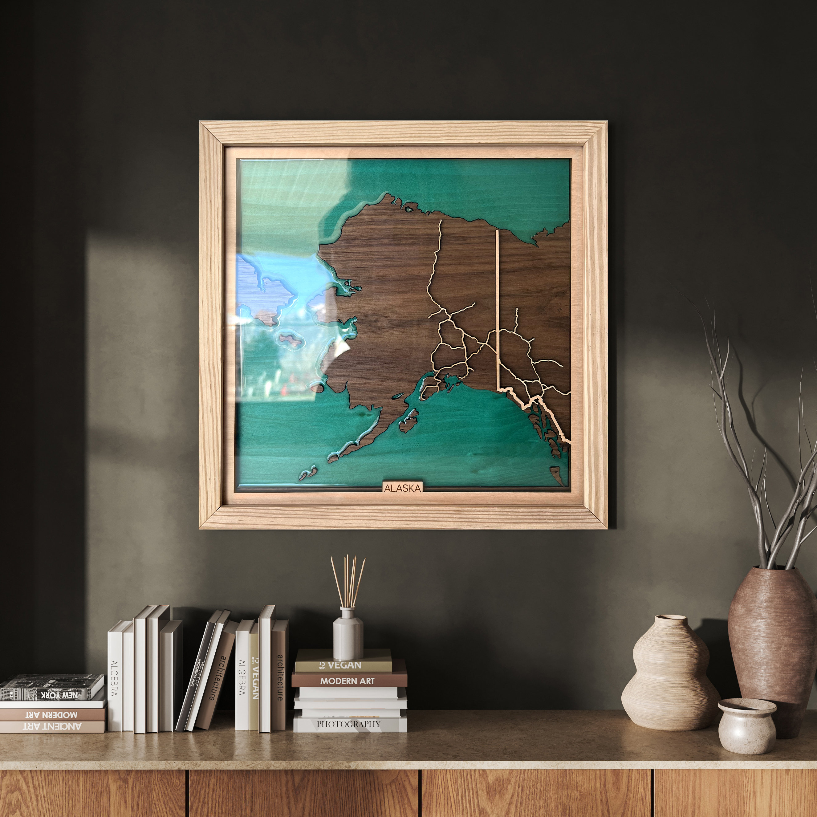 Alaska Wood Map 3d Laser Cut Map 5th Anniversary Housewarming Gift ...