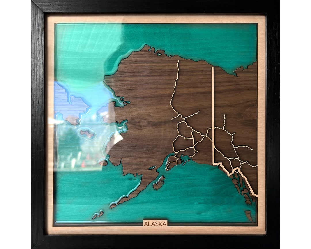Alaska Wood Map 3d Laser Cut Map 5th Anniversary Housewarming Gift ...