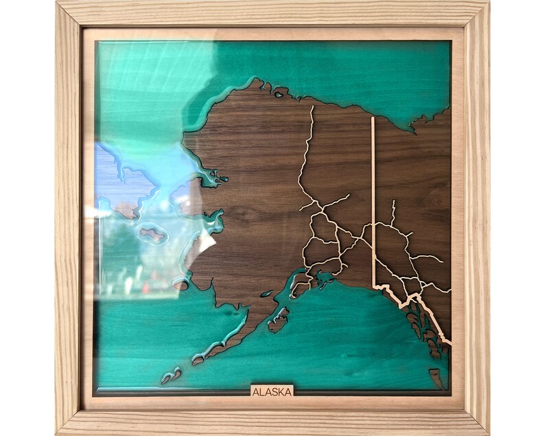 Alaska Wood Map 3d Laser Cut Map 5th Anniversary Housewarming Gift ...