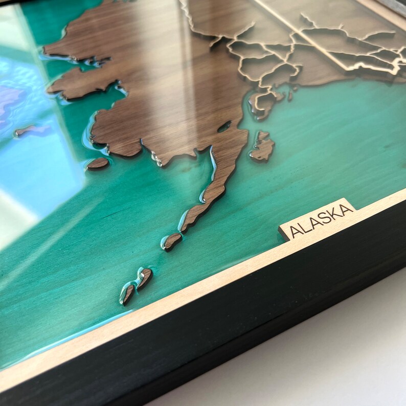 Alaska Wood Map 3d Laser Cut Map 5th Anniversary Housewarming Gift ...