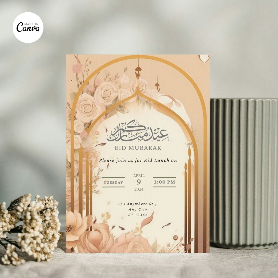Editable Elegant Eid Party Invite | Printable Eid Party Template ...
