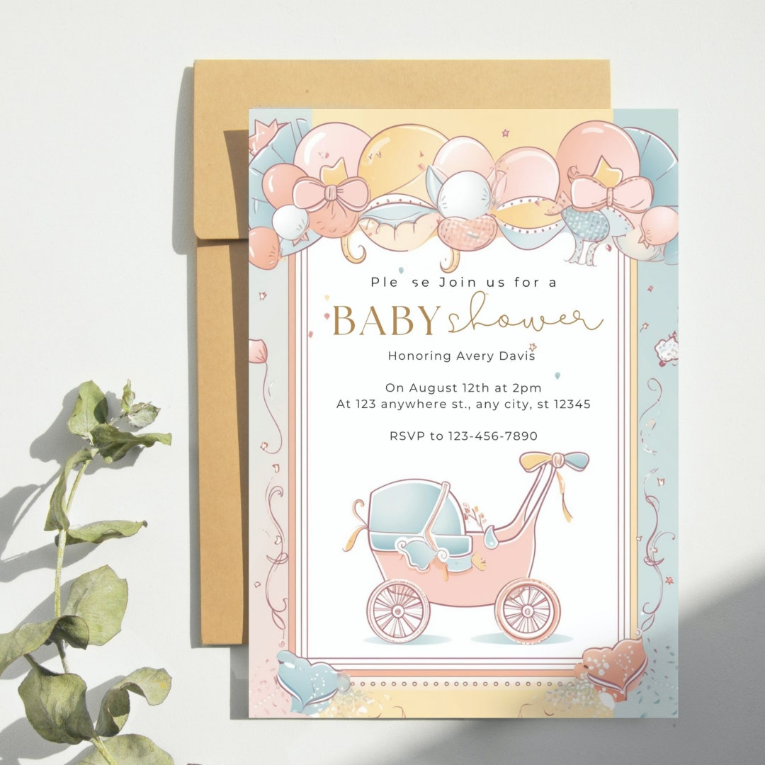 Editable Baby Shower Invitation | Baby Shower Invitation Template ...