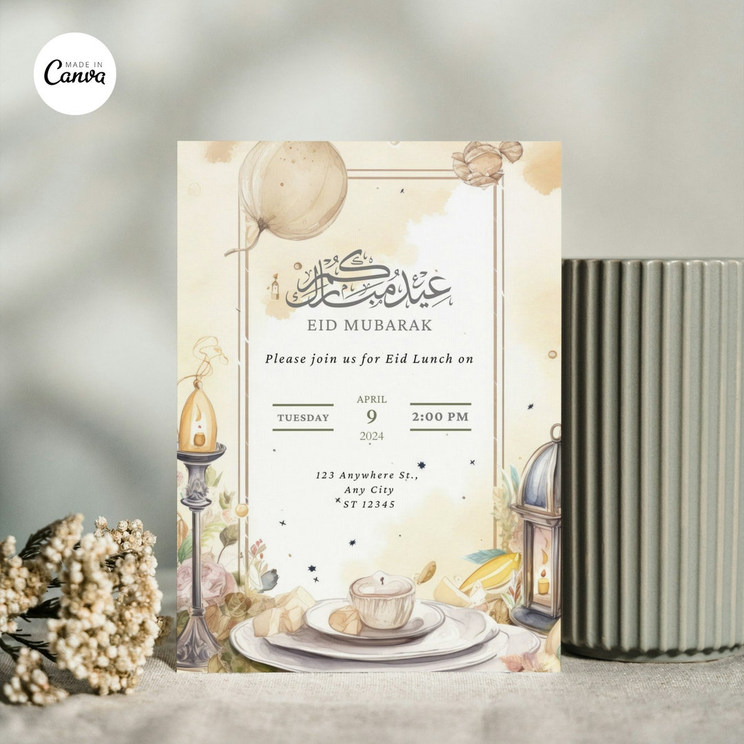 Editable Elegant Eid Party Invite | Printable Eid Party Template ...