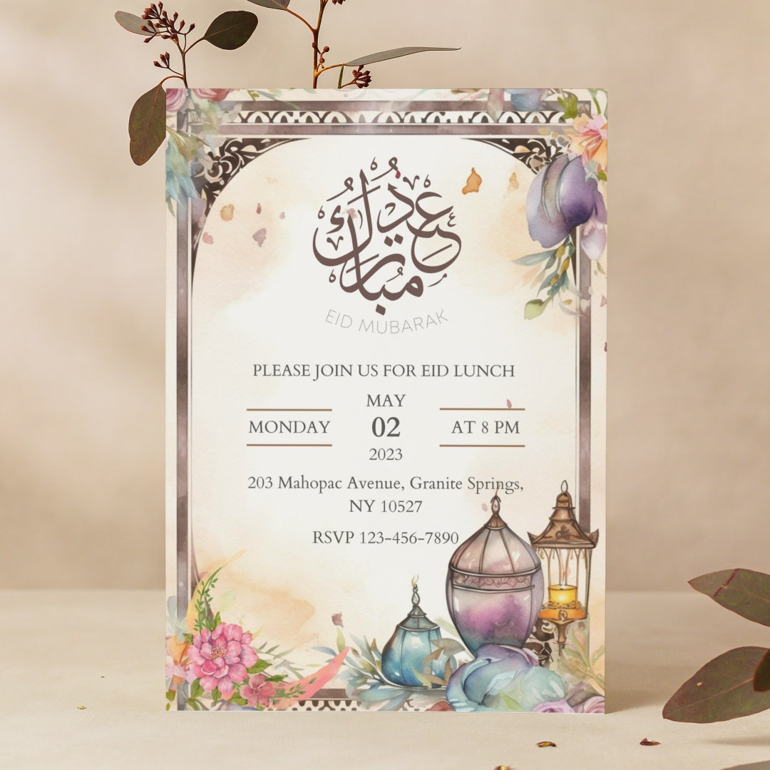 Editable Elegant Eid Party Invite Printable Eid Party Template Digital ...