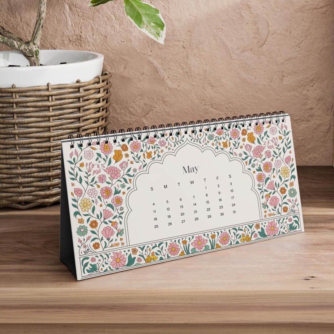 2025 Calendar Aesthetic Calendar Vintage Floral Mughal Calendar Mughal ...