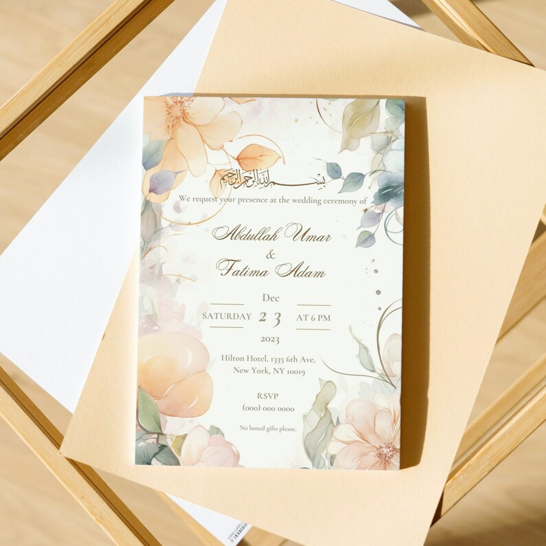 Islamic Wedding Invitation Card | Digital Nikaah Invite | Muslim ...