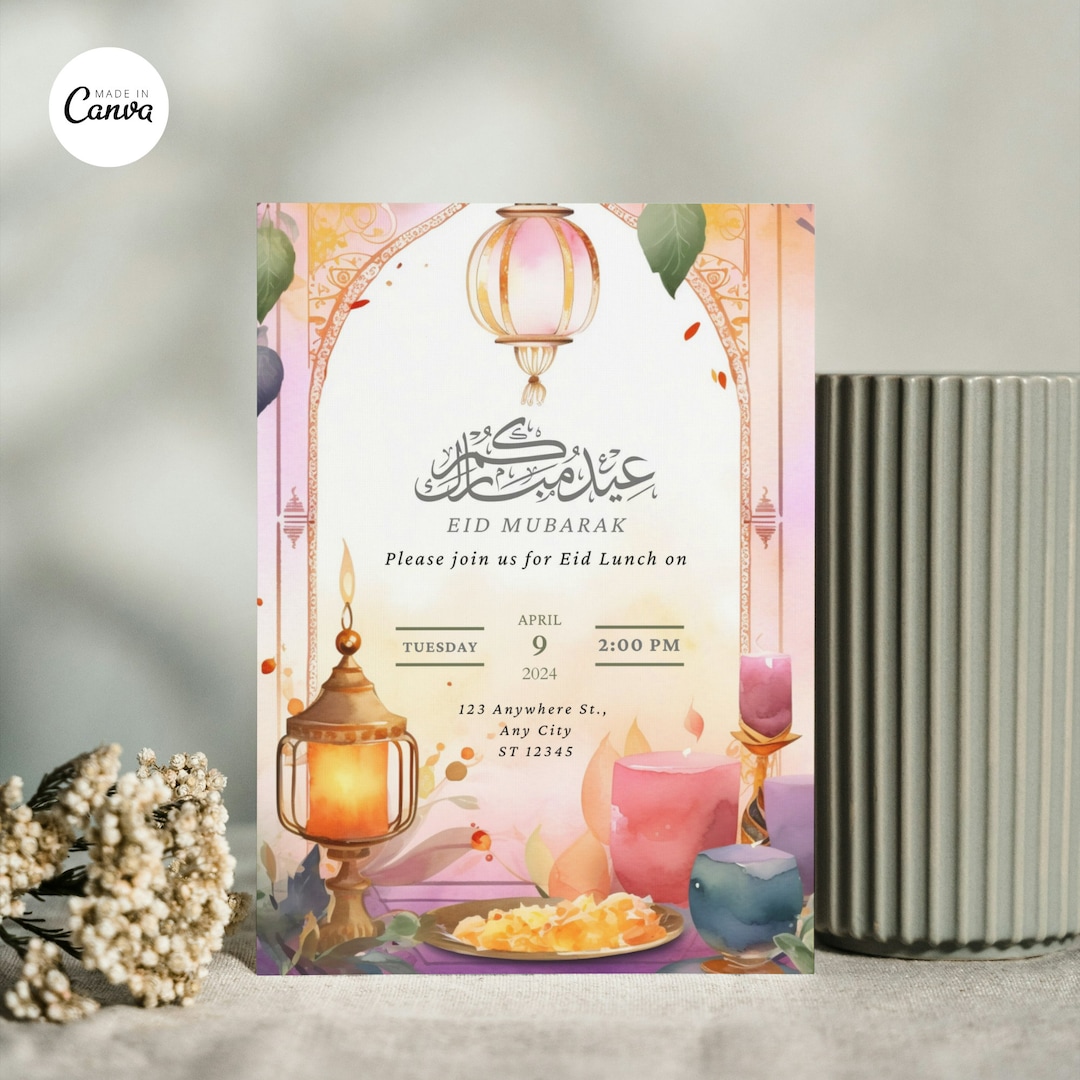 Editable Elegant Eid Party Invite | Printable Eid Party Template ...