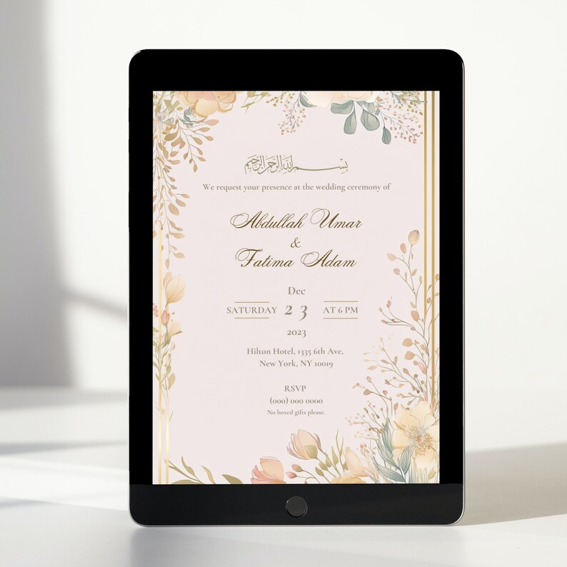 Islamic Wedding Invitation Card Digital Nikaah Invite - Etsy