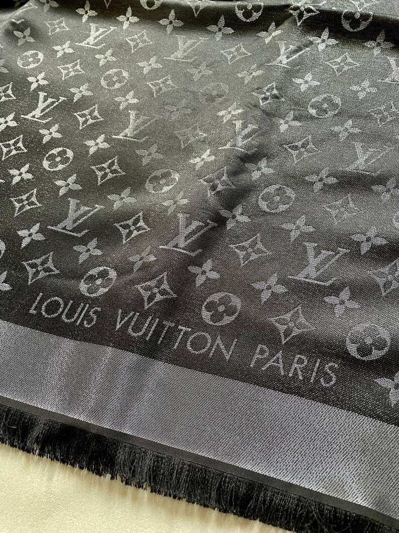 Vintage Louis Vuitton Silk Wool Lurex Shawl Louis Vuitton Black Silver ...