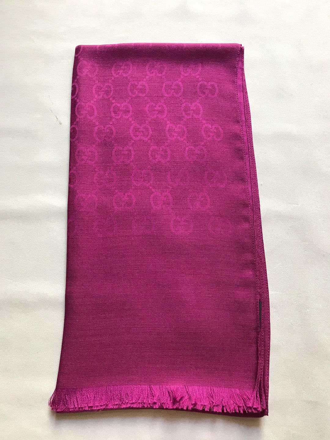GUCCI Monogram Vintage Wool and Silk Skarf GUCCI Vintage 180x45 Purple ...