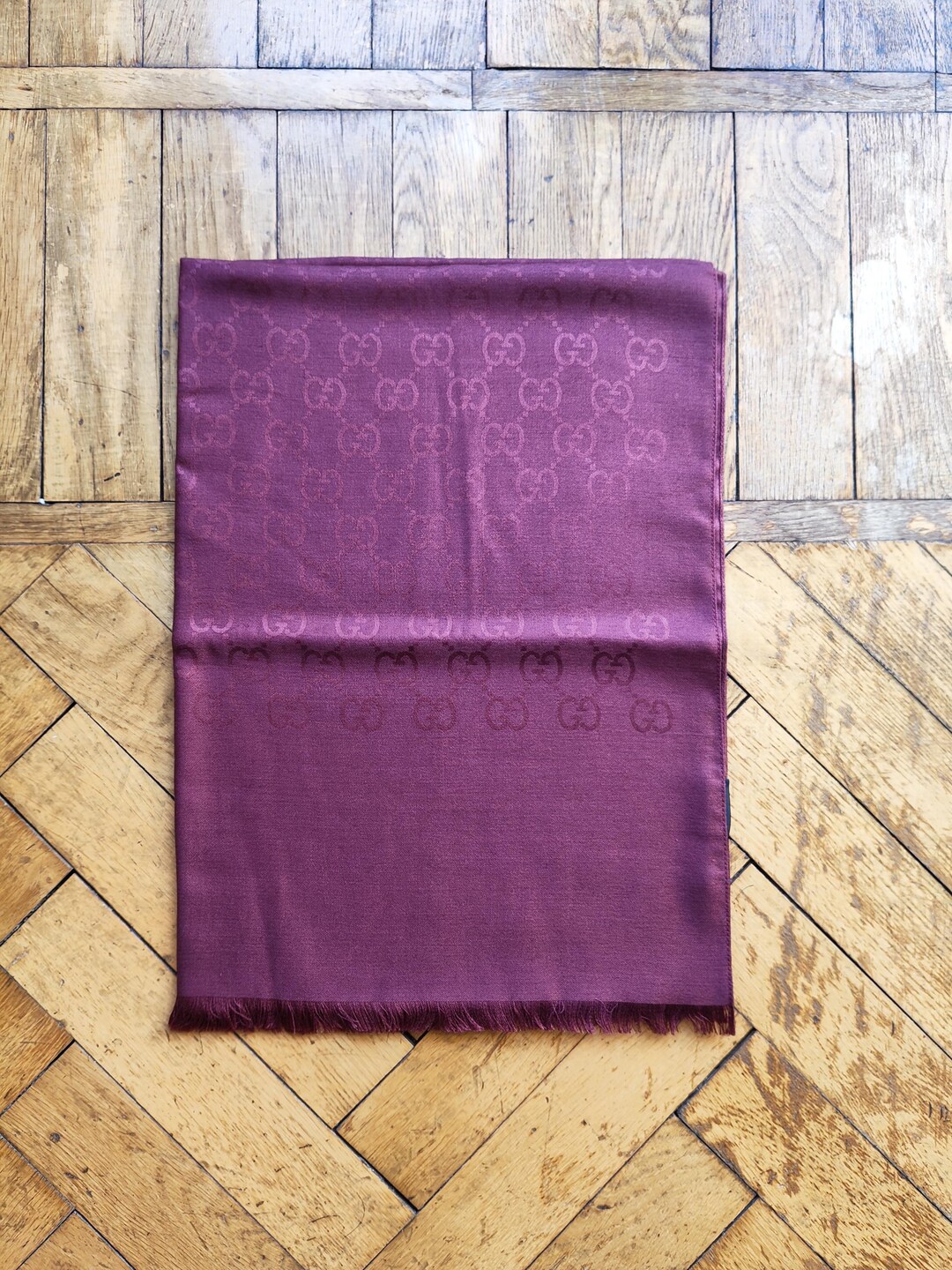GUCCI Monogram Vintage Wool and Silk Shawl GUCCI Vintage 200x70 ...