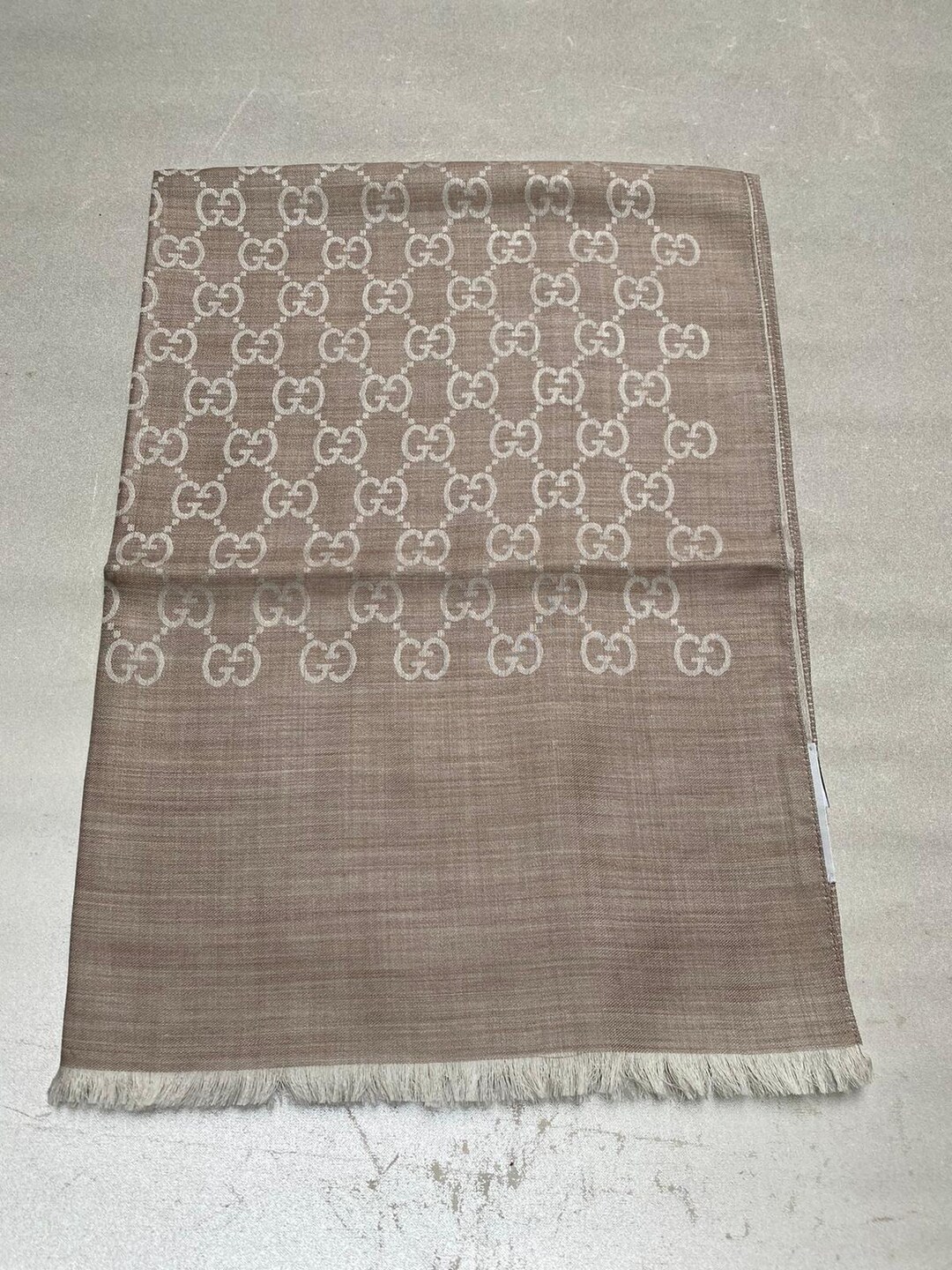GUCCI Monogram Vintage Wool and Silk Shawl GUCCI Vintage 200x70 Beige ...