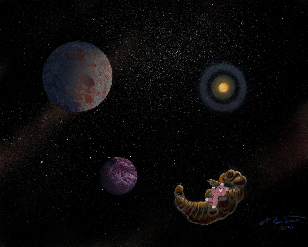 Tardigrade Art Print, Tardigrade Art, Water Bear Art, Space Scene ...
