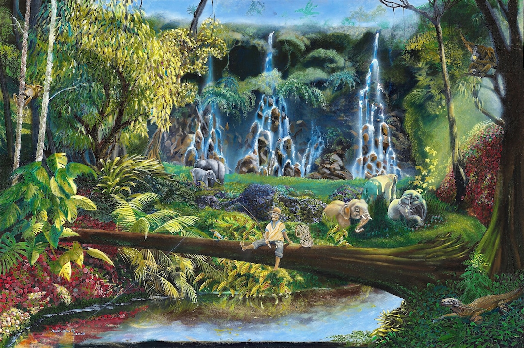 Hidden Garden Art Animal Paintings Elephant Art Waterfall Paintings ...