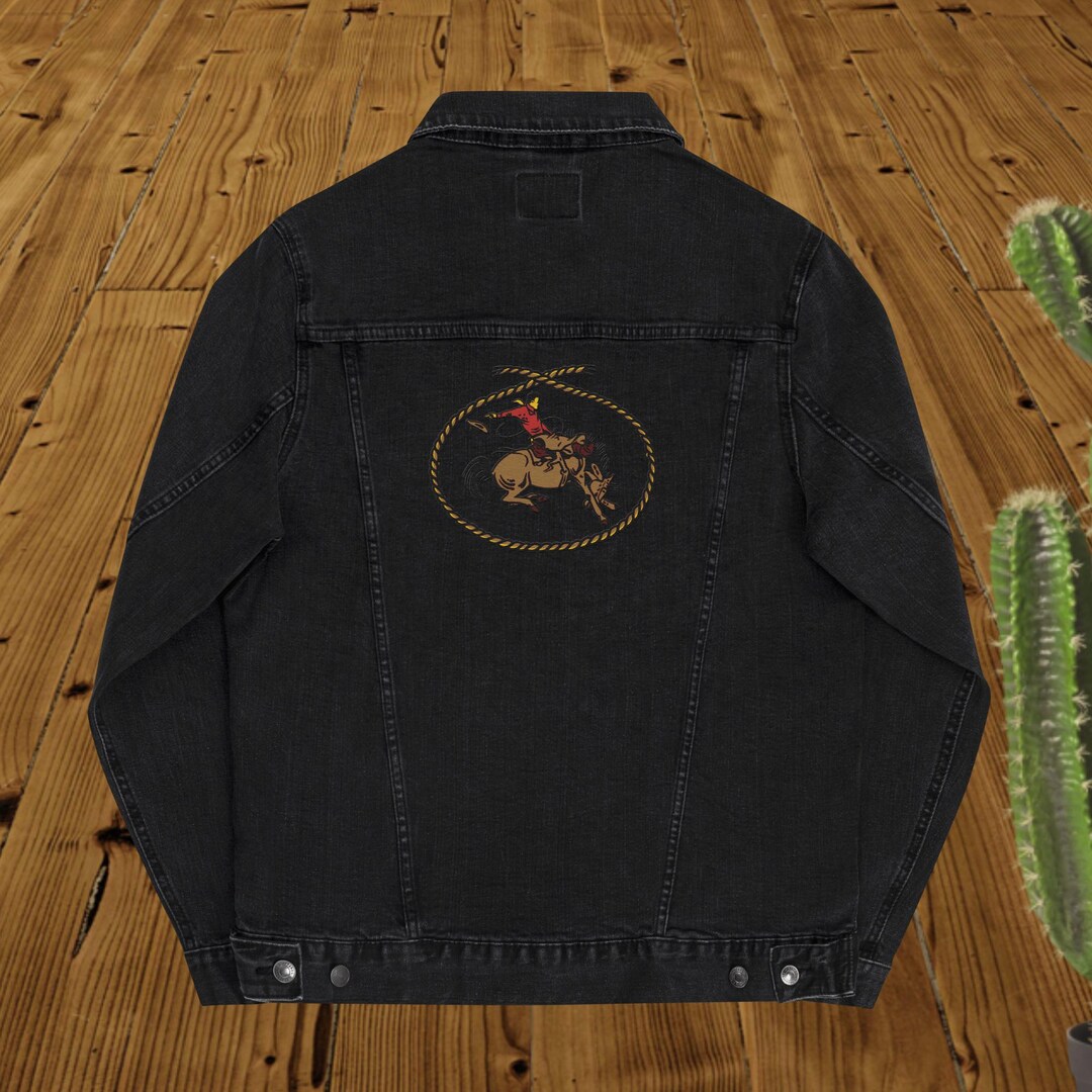 Hand Drawn Cowboy Buckaroo Embroidered Denim Jacket - Etsy