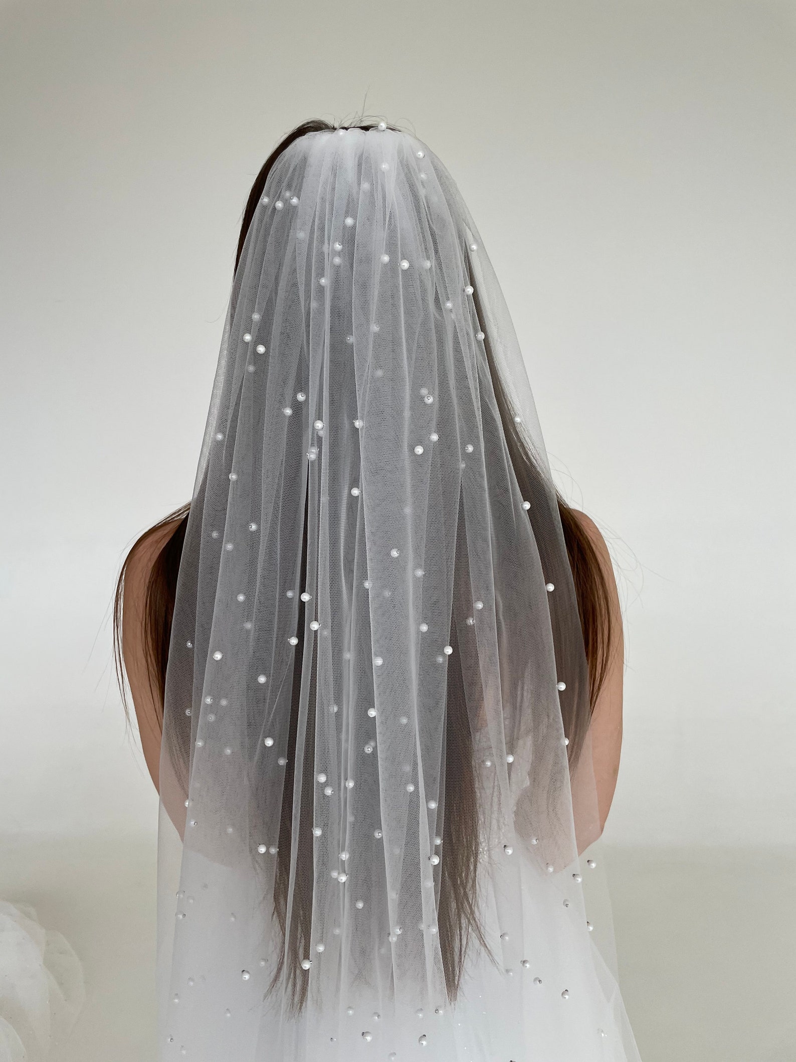 Bridal Pearl Veil Wedding Pearl Veil Cathedral Veil With - Etsy