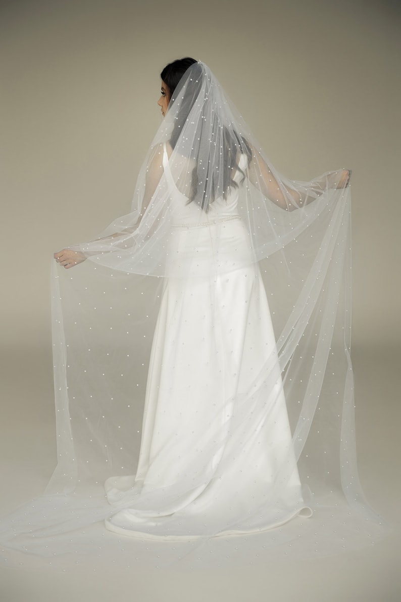 2 Layers Pearl Veil 2 Tiear Veil With Pearls Pearl Bridal - Etsy