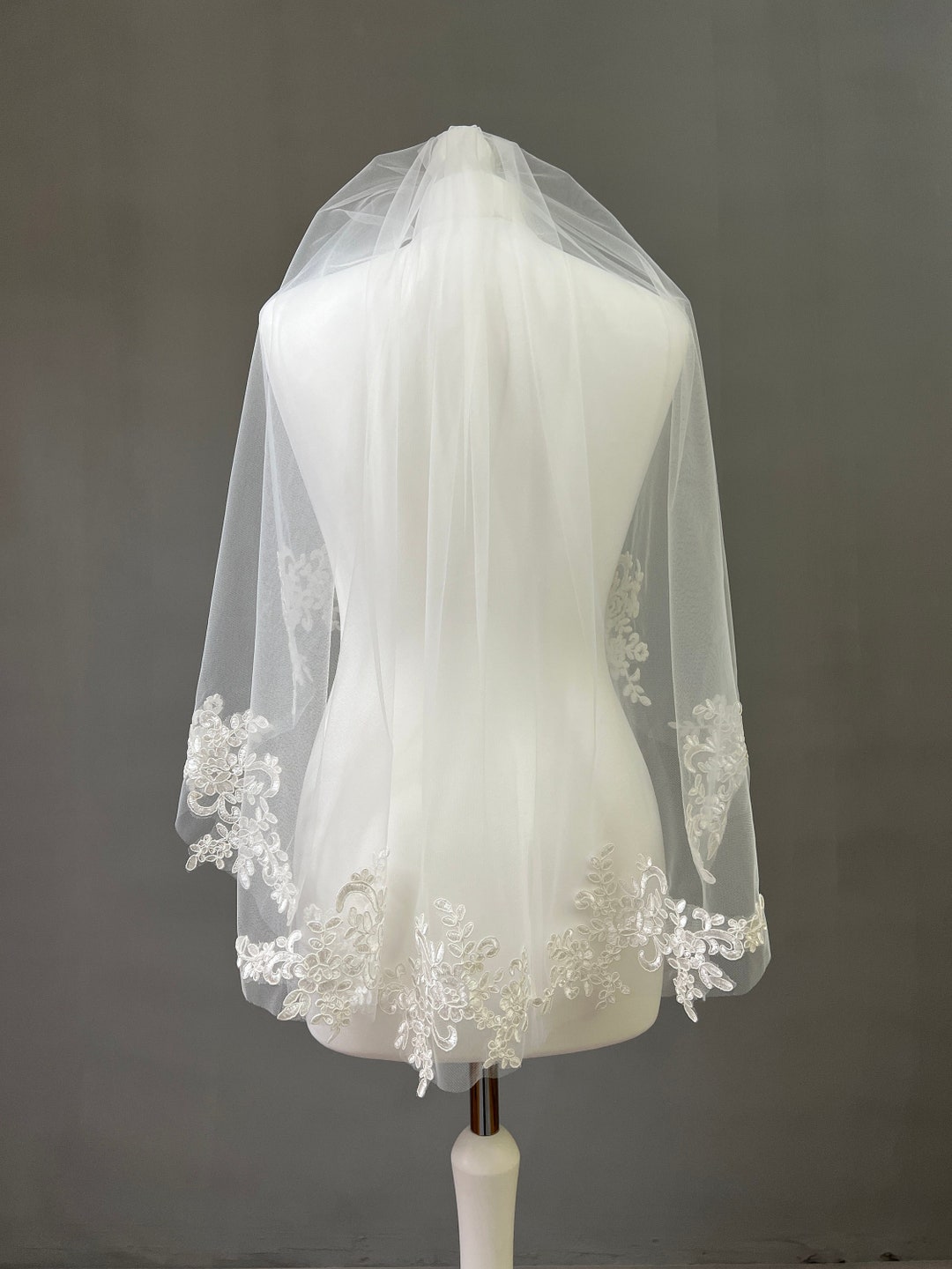 Floral Pearl Veil, 3d Lace, Flower Girl Veil, Flower Hair Bow, Lace ...