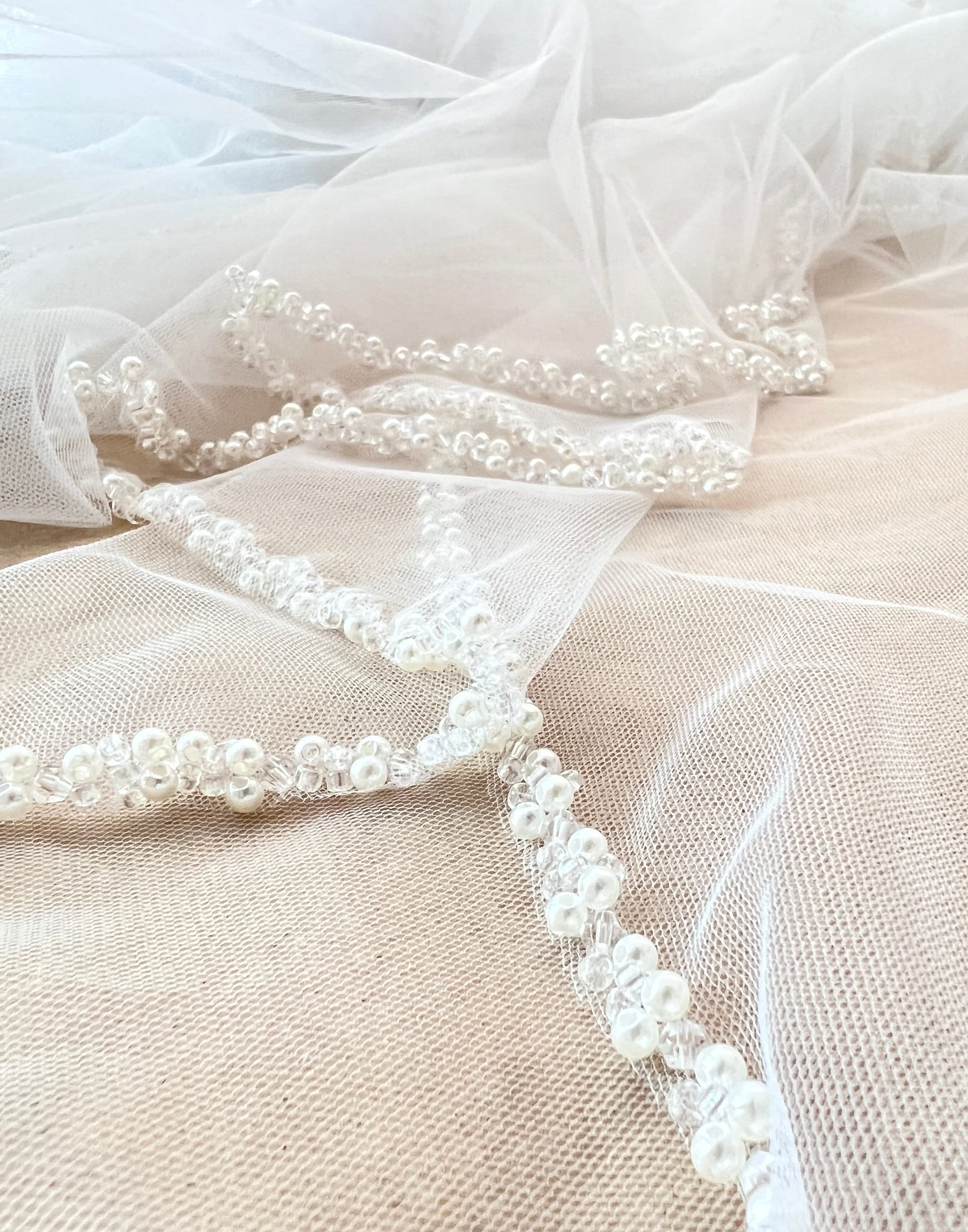 Wedding Beaded Veil Bridal Ivory Veil Cathedral Wedding Veil - Etsy