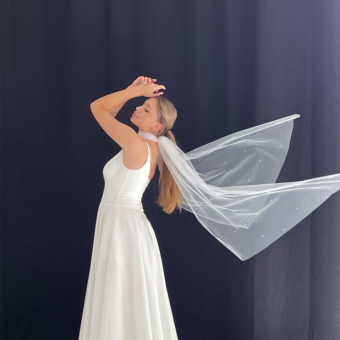 Plain Soft Veil, Long Bridal Veil, Minimalist Slim Veil, Simple Veil ...