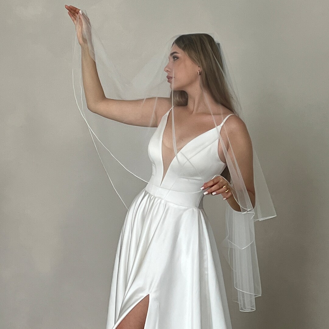 Double Layer Veil, Soft Veil, Soft Wedding Veil, Ivory Lace Veil, White ...