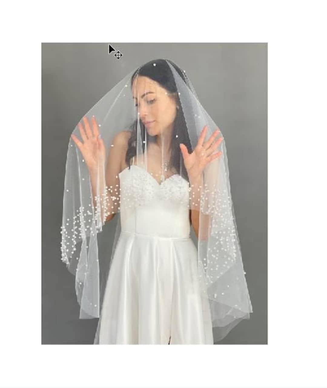 Pearl Cape, Soft Lave Veil, 1 Tier Plain Veil, Pearls Trim Veil, Pearl ...