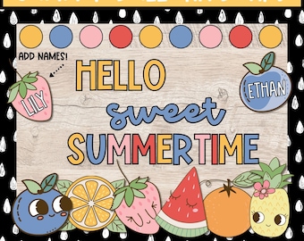 Retro Summer Vibes Bulletin Board Kit, May and June Door Decor and ...
