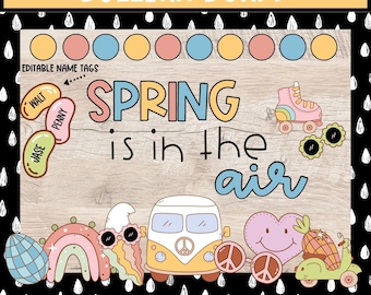 Retro Spring and Easter Peeps Bulletin Board Kit With Name Tags, March ...