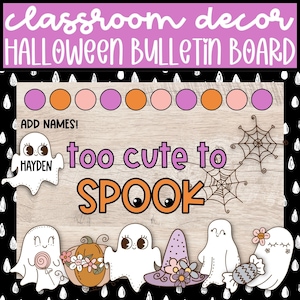 Retro Halloween Bulletin Board, Too Cute to Spook, Retro Fall Classroom ...