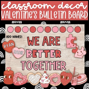 Retro Groovy Valentine's Day Bulletin Board With Editable Name Tags ...
