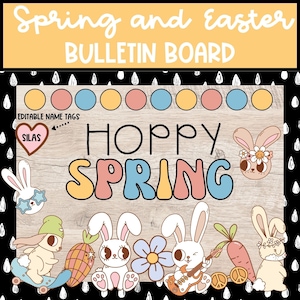 DIY Retro Spring and Easter Bulletin Board Kit With Name Tags, March ...