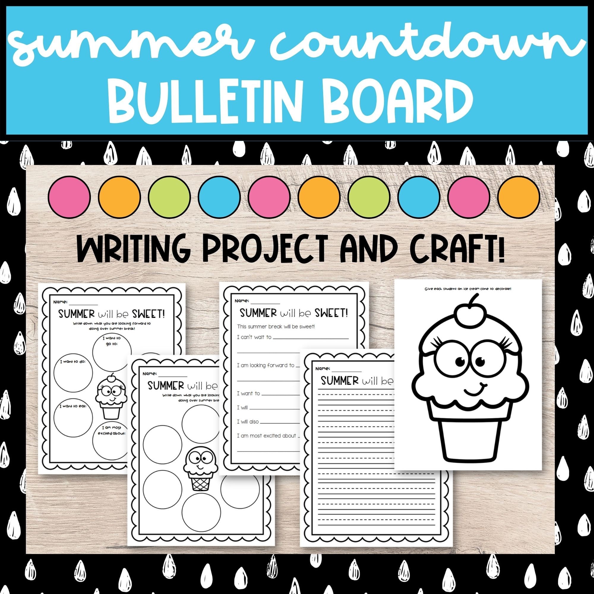 Summer Countdown Ice Cream Bulletin Board Kit, Teacher Classroom Decor ...