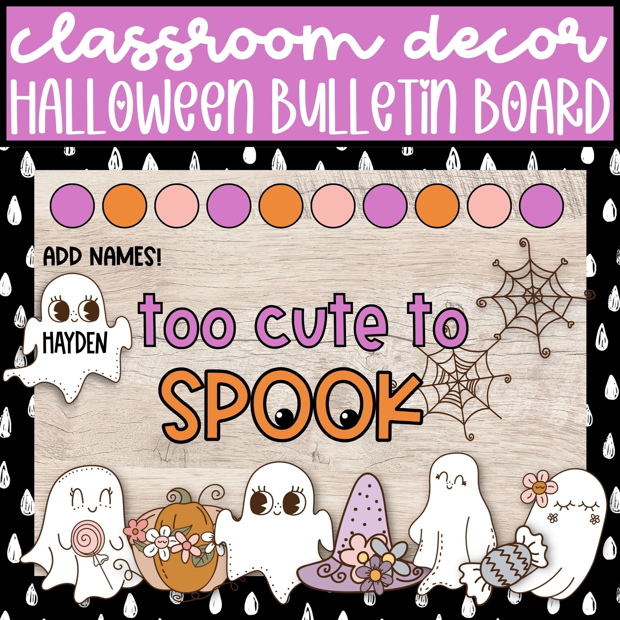 Retro Boho Halloween Bulletin Board Kit September October - Etsy