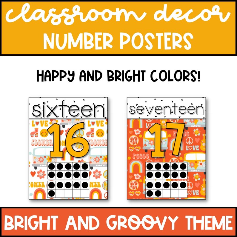 Retro Number Posters for Classroom DIY Classroom Decor Retro - Etsy