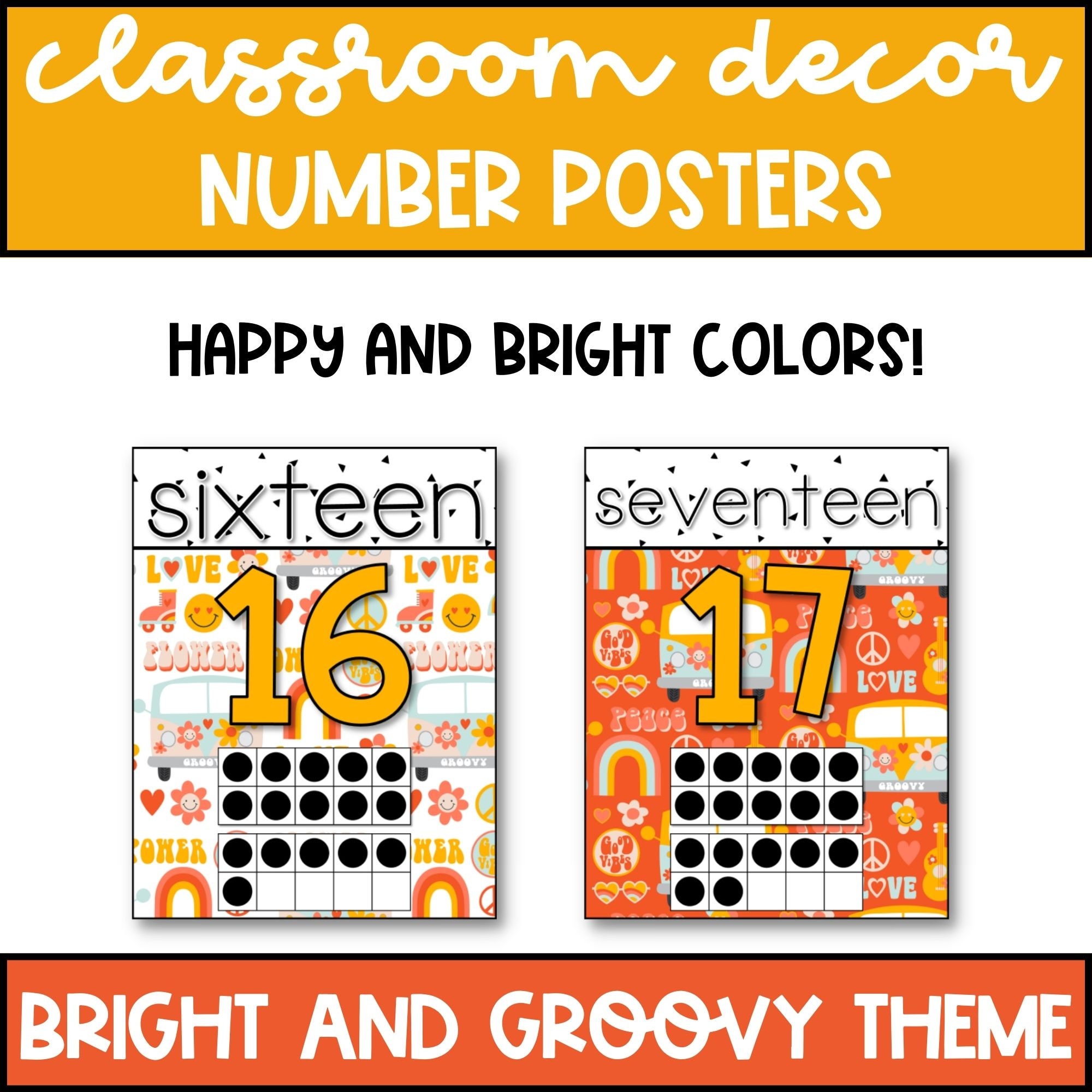 Retro Number Posters for Classroom DIY Classroom Decor Retro - Etsy