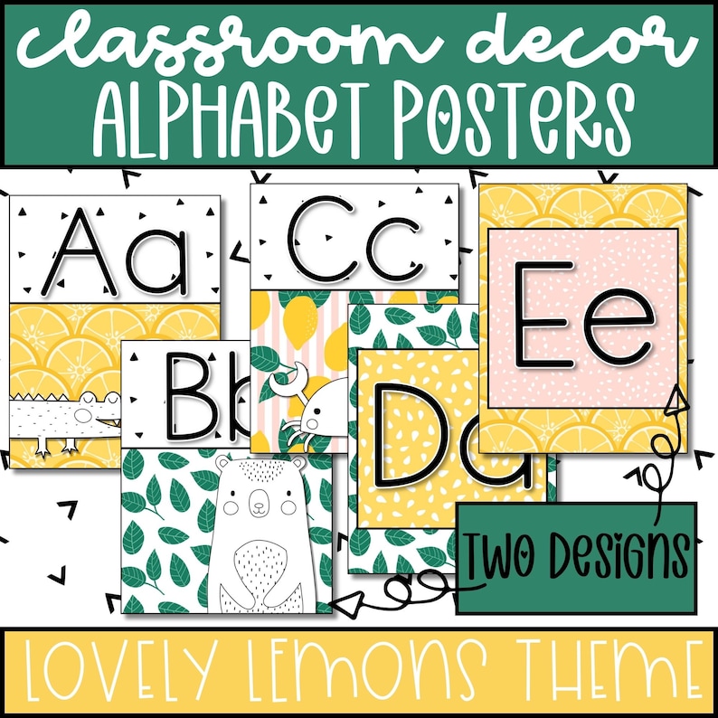 Lemon Themed Classroom Decor Bundle, Modern Bright Farmhouse Classroom ...