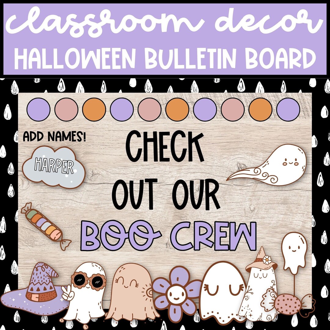 Halloween Retro Bulletin Board, Printable Bulletin Board Kit, Halloween ...
