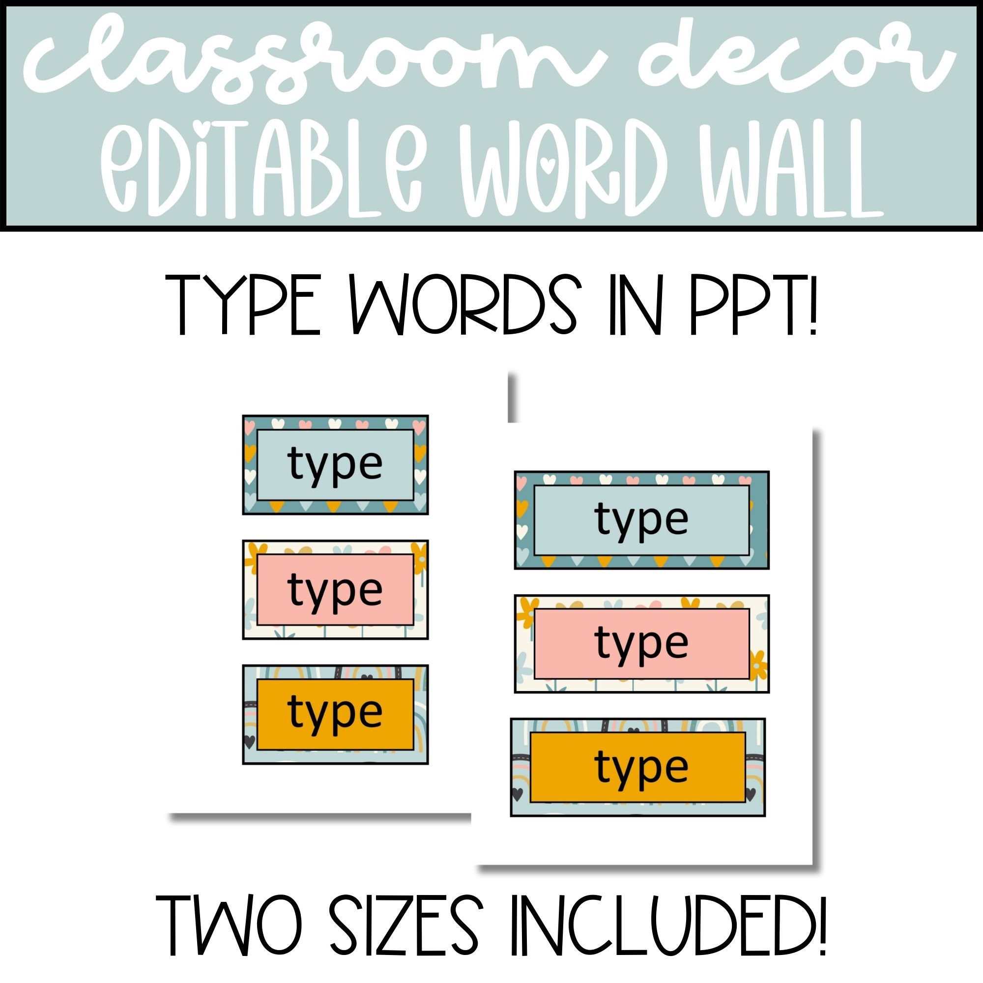 Editable Word Wall and Sight Word Cards for Classroom, Bee Themed ...