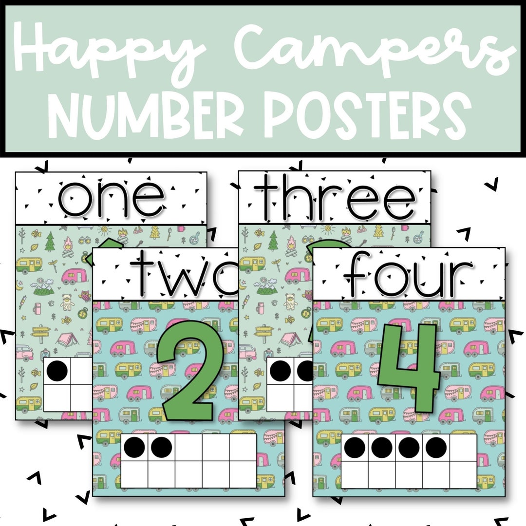 Camping Classroom Decor Number Posters, DIY Classroom Decor, Camp ...