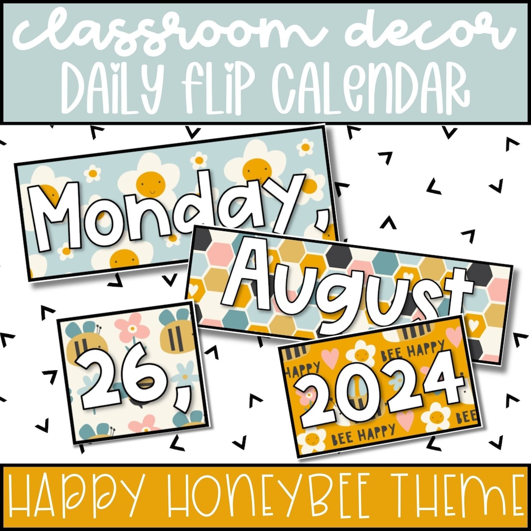 Flip Calendar for Classroom, DIY Classroom Calendar, Bee Themed ...