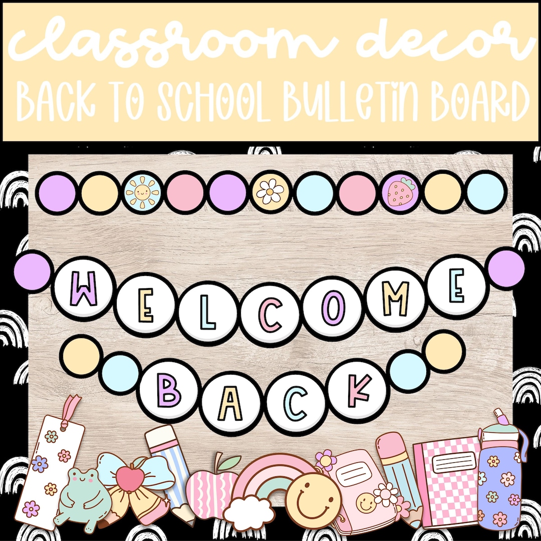 Welcome Back Bulletin Board Kit, Retro Friendship Bracelet Classroom ...
