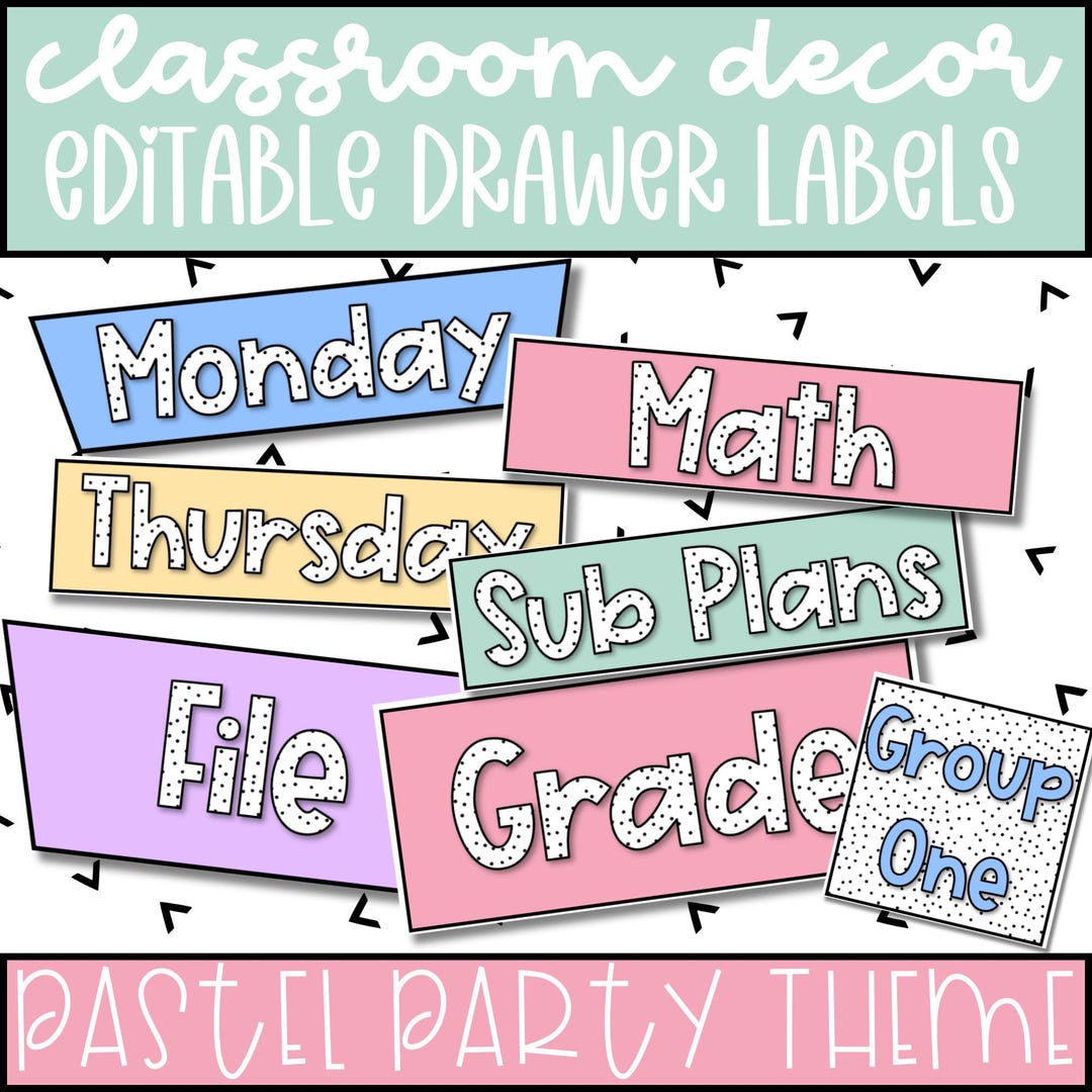 Editable Pastel Classroom Decor Labels, 10 Drawer Cart Labels (digital ...