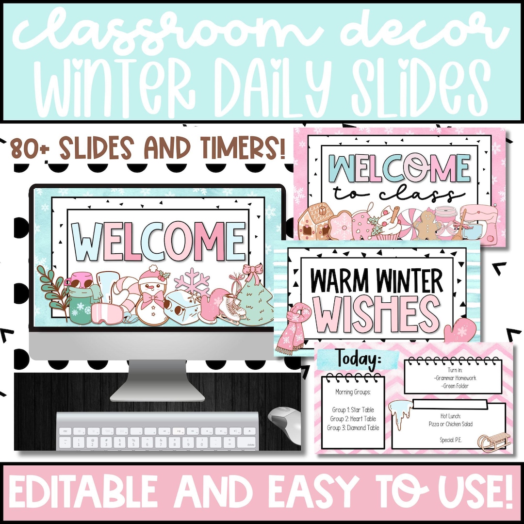 Winter Daily Slides for Classroom, Editable Google and Powerpoint Slide ...