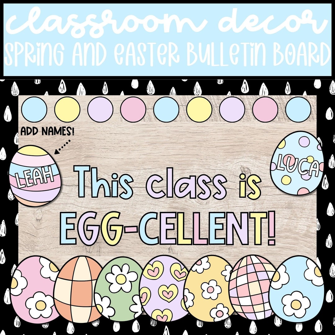 DIY Retro Spring and Easter Egg Bulletin Board Kit, March April Door ...